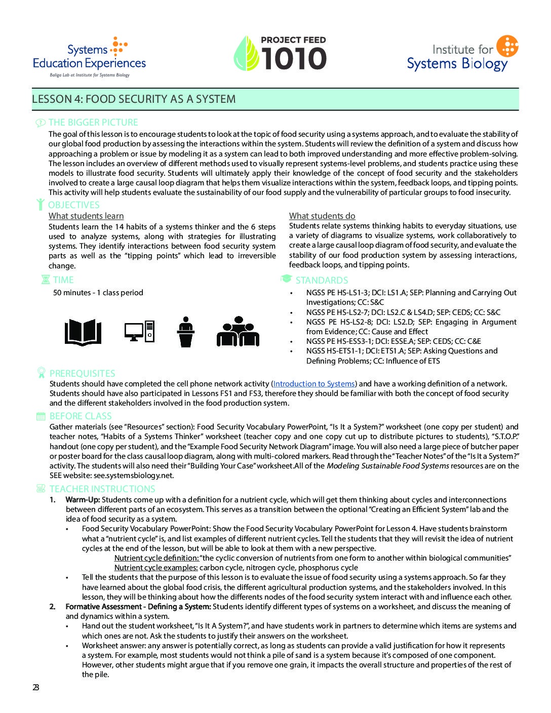Lesson FS4: Food Security as a SystemBaliga Systems Education Experiences
